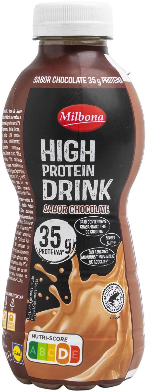 MILBONA (LIDL) HIGH PROTEIN DRINK SABOR CHOCOLATE: análise e opinião ...